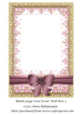 Blank Large Card Front with Bow 2 - CUP357014_96 | Craftsuprint