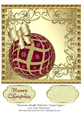 Christmas Bauble with Bow Large Topper 1 - CUP359218_96 | Craftsuprint