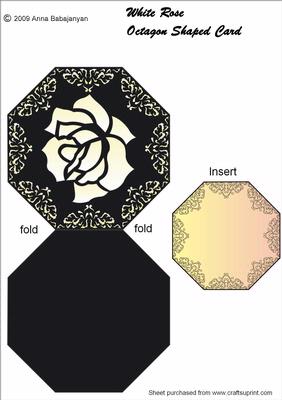 White Rose Octagon Shaped Card - CUP36000_96 | Craftsuprint