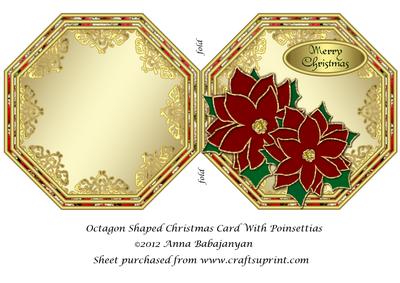 Octagon Shaped Christmas Card with Poinsettias - CUP363188_96 ...