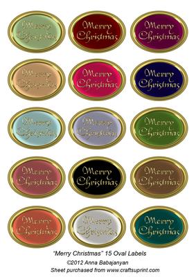 Merry Christmas 15 Oval Labels - CUP364337_96 | Craftsuprint