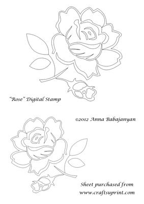 Rose Digital Stamp - CUP374772_96 | Craftsuprint