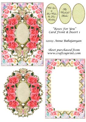 Roses for You Card Front & Insert 1 - CUP387929_96 | Craftsuprint