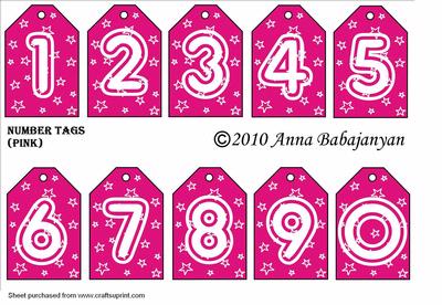 Number Tags ( Pink ) - CUP39969_96 | Craftsuprint