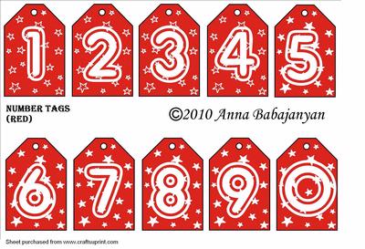Number Tags ( Red ) - CUP39971_96 | Craftsuprint