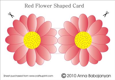 Red Flower Shaped Card - CUP46615_96 | Craftsuprint