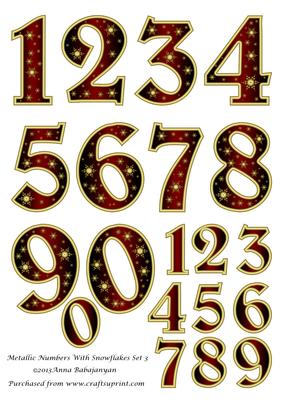 Metallic Numbers with Snowflakes Set 3 - CUP467842_96 | Craftsuprint
