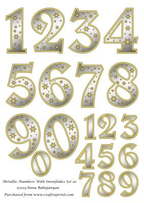 Metallic Numbers with Snowflakes Set 10 - CUP467857_96 | Craftsuprint
