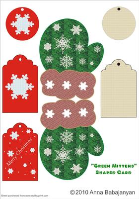 Green Mittens Shaped Card - CUP48918_96 | Craftsuprint