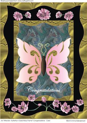 A4 Affection Butterfly in Gold Frame Congratulations Card - CUP50847_96 ...