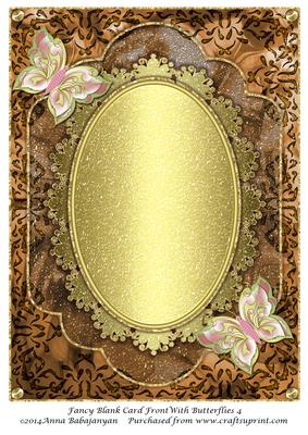Fancy Blank Card Front with Butterflies 4 - CUP528285_96 | Craftsuprint