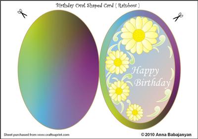 Birthday Oval Shaped Card ( Rainbow ) - CUP53904_96 | Craftsuprint