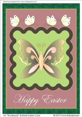 A4 "shy Beauty" Butterfly Easter Card - CUP53933_96 | Craftsuprint