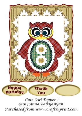 Cute Owl Topper 1 - CUP590660_96 | Craftsuprint