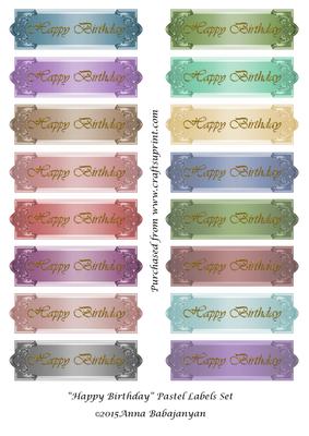 Happy Birthday Pastel Labels Set - CUP601191_96 | Craftsuprint
