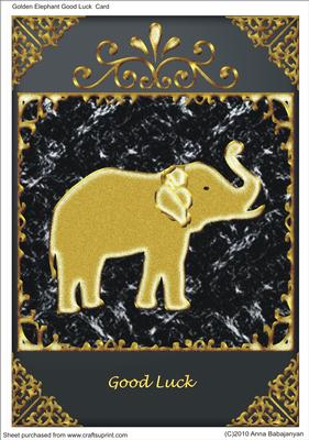 Golden Elephant Good Luck Card - CUP60623_96 | Craftsuprint
