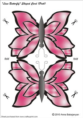 Lace Butterfly Shaped Card (pink) - CUP61211_96 | Craftsuprint