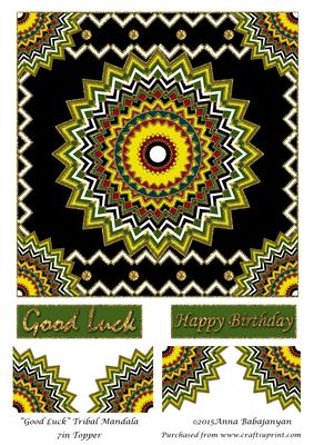 Good Luck Tribal Mandala 7in Topper - CUP617522_96 | Craftsuprint