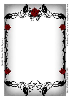 Gothic Roses Note Paper 2 - CUP619175_96 | Craftsuprint