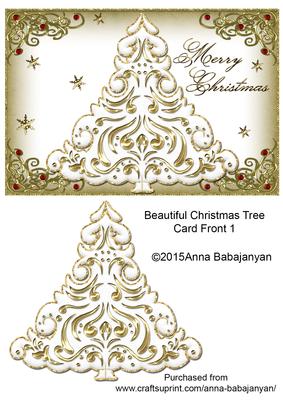 Beautiful Christmas Tree Card Front 1 - CUP628541_96 | Craftsuprint