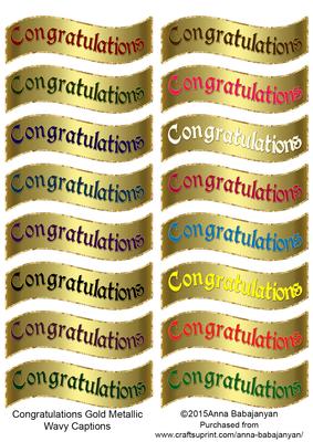Congratulations Gold Metallic Wavy Captions - CUP628640_96 | Craftsuprint