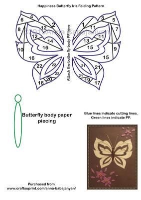 Happiness Butterfly Iris Folding Pattern - CUP658505_96 | Craftsuprint