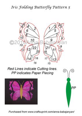Iris Folding Butterfly Pattern 5 - CUP673985_96 | Craftsuprint