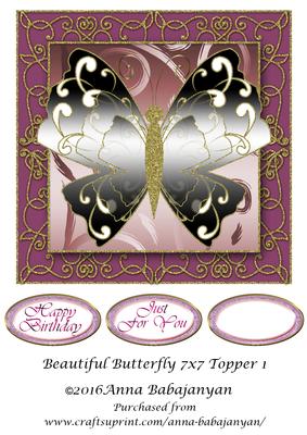 Beautiful Butterfly 7x7 Topper 1 - CUP674697_96 | Craftsuprint
