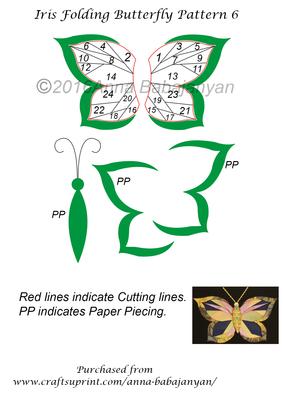 Iris Folding Butterfly Pattern 6 - CUP675249_96 | Craftsuprint