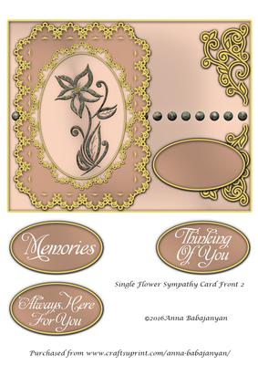 Single Flower Sympathy Card Front 2 - CUP676460_96 | Craftsuprint