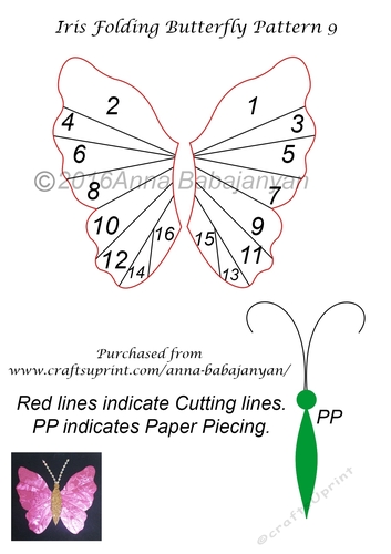 Iris Folding Butterfly Pattern 9 - CUP718965_96 | Craftsuprint