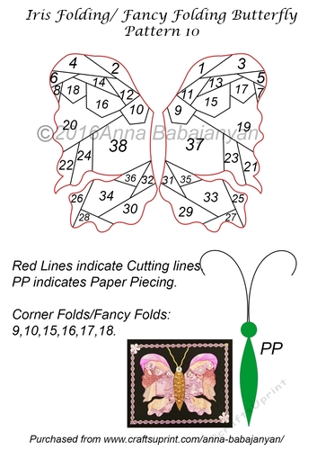 Iris Folding/ Fancy Folding Butterfly Pattern 10 - CUP724040_96 ...