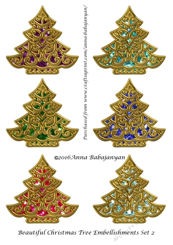 Beautiful Christmas Tree Embellishments Set 2 - CUP739971_96 | Craftsuprint