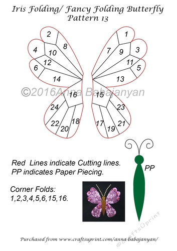 Iris Folding/ Fancy Folding Butterfly Pattern 13 - CUP747383_96 ...