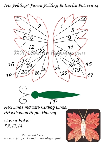 Iris Folding/ Fancy Folding Butterfly Pattern 14 - CUP748188_96 ...