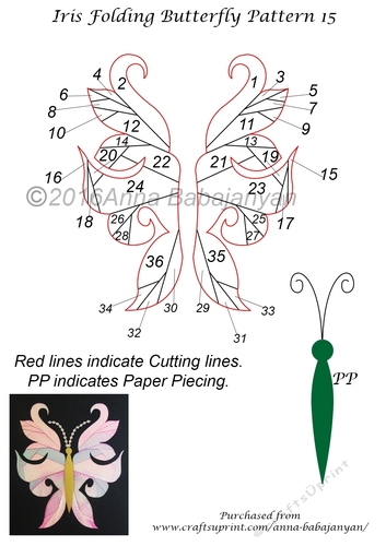 Iris Folding Butterfly Pattern 15 - CUP748435_96 | Craftsuprint