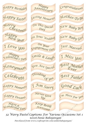 32 Wavy Pastel Captions For Various Occasions Set 1 - CUP752619_96 ...