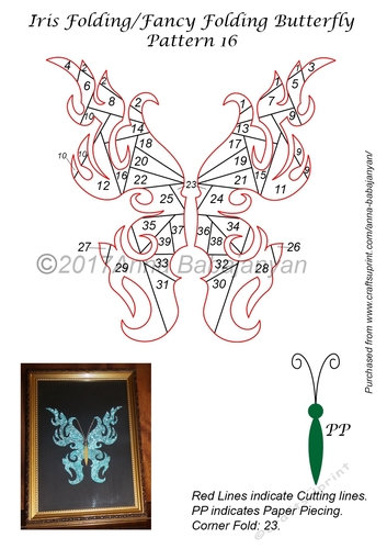 Iris Folding Fancy Folding Butterfly Pattern 16 - CUP774194_96 ...
