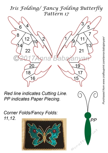 Iris Folding Fancy Folding Butterfly Pattern 17 - CUP774201_96 ...