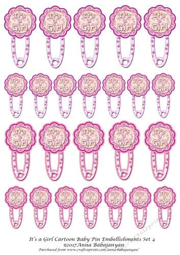 Its a Girl Cartoon Baby Pin Embellishments Set 4 - CUP801629_96 ...