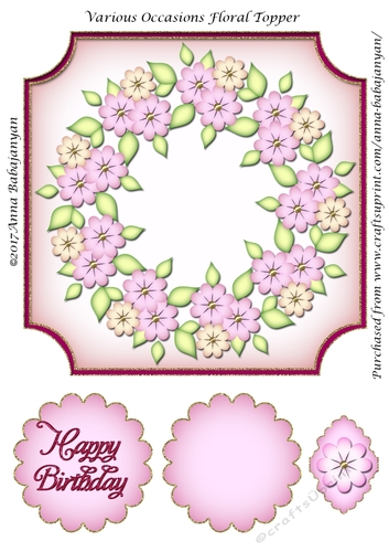 Various Occasions Floral Topper - CUP802940_96 | Craftsuprint