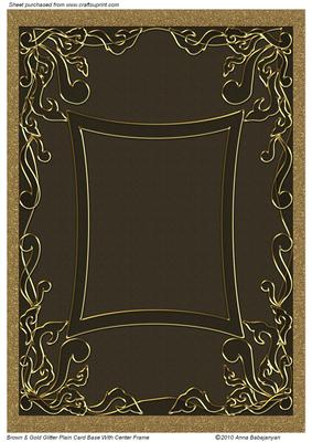 Brown & Gold Glitter Plain Card Base with Center Frame - CUP81502_96 ...