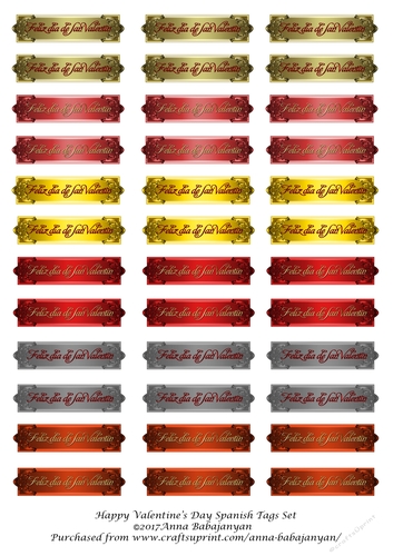 Happy Valentines Day Spanish Tags Set - CUP835875_96 | Craftsuprint