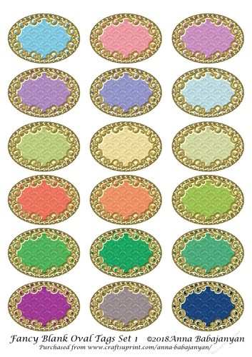 Fancy Blank Oval Tags Set 1 - CUP850323_96 | Craftsuprint