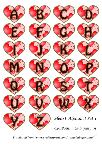 Heart Alphabet Set 1 - CUP852450_96 | Craftsuprint