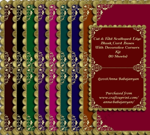 Cut & Fold Scalloped Edge Blank Card Bases With Decorative Corners Kit ...