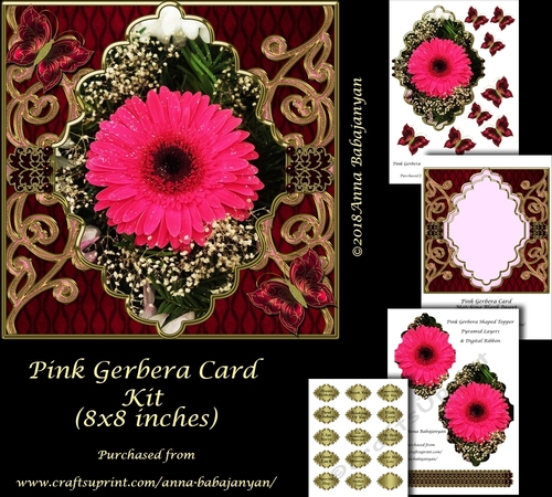 Pink Gerbera Card Kit - CUP866309_96 | Craftsuprint