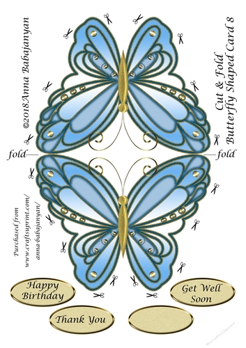 Cut & Fold Butterfly Shaped Card 8 - CUP874038_96 | Craftsuprint