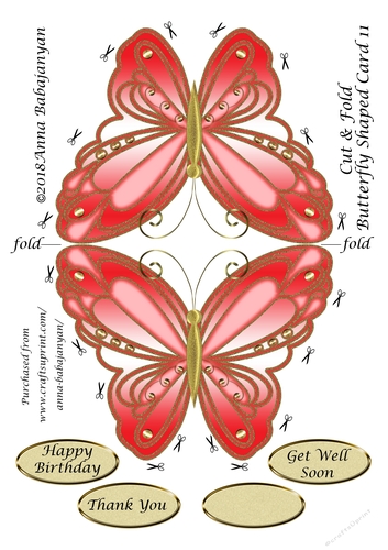 Cut & Fold Butterfly Shaped Card 11 - CUP874041_96 | Craftsuprint