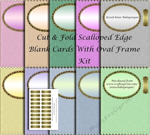 Cut & Fold Scalloped Edge Blank Cards With Oval Frame Kit - CUP875352 ...